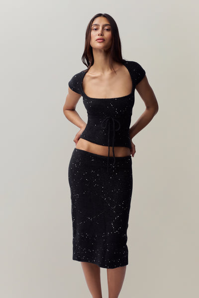 Miki Sequin Knit Midi Skirt – Guizio Miki Sequin Knit Midi Skirt – Guizio