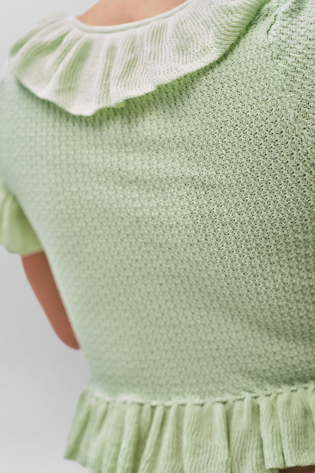 Ruffle Knit Tie Top – Guizio