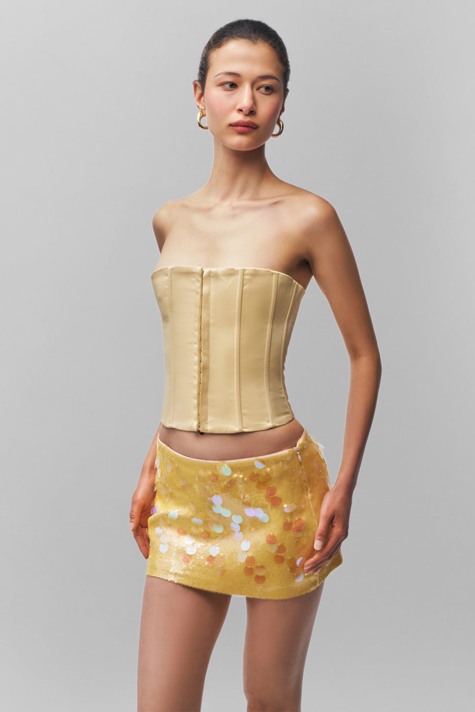 Satin Corset in Cream - Strapless Cream Corset – Guizio